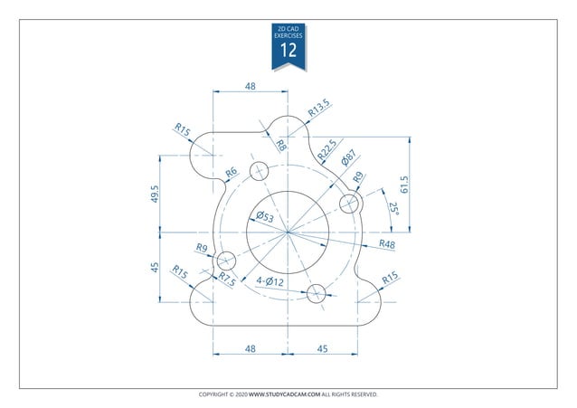 AutoCAD Exercise Drawing #1~20 | PDF