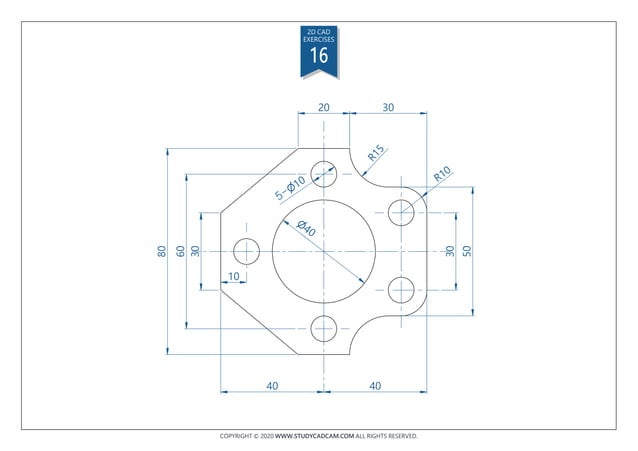AutoCAD Exercise Drawing #1~20 | PDF