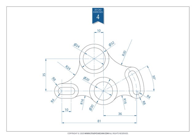 AutoCAD Exercise Drawing #1~20 | PDF