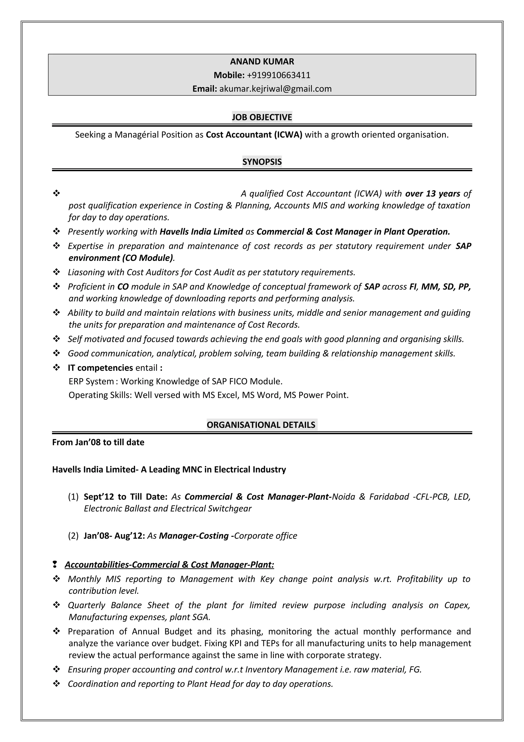 Anand CV ICWA | PDF