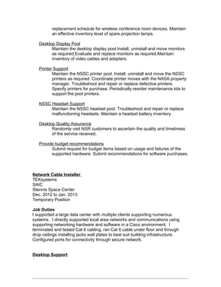 Resume | DOC | IT and Internet Support | Internet