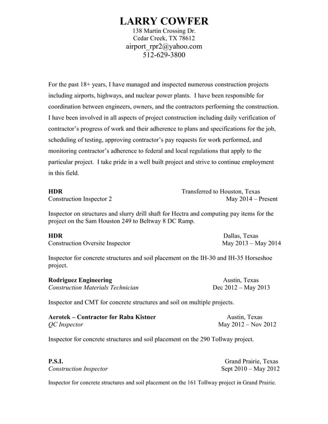 Larry Cowfer Resume Mar 2015 | DOC