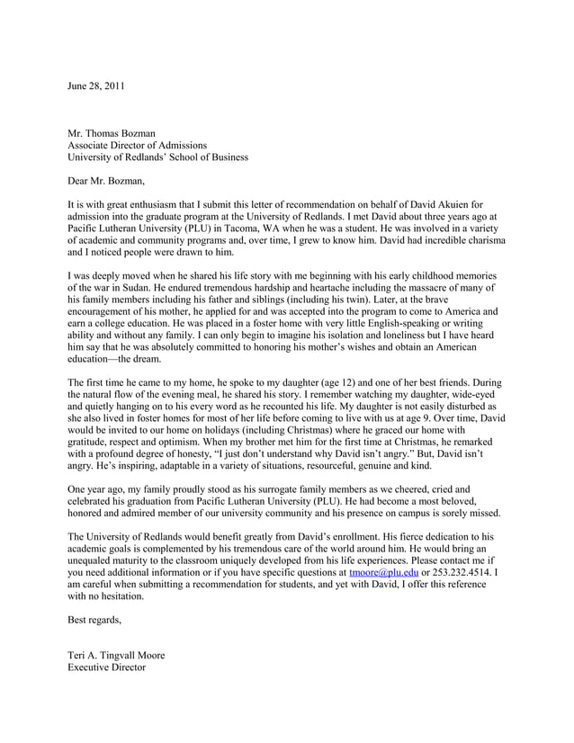Letter of recommendation for David | PDF
