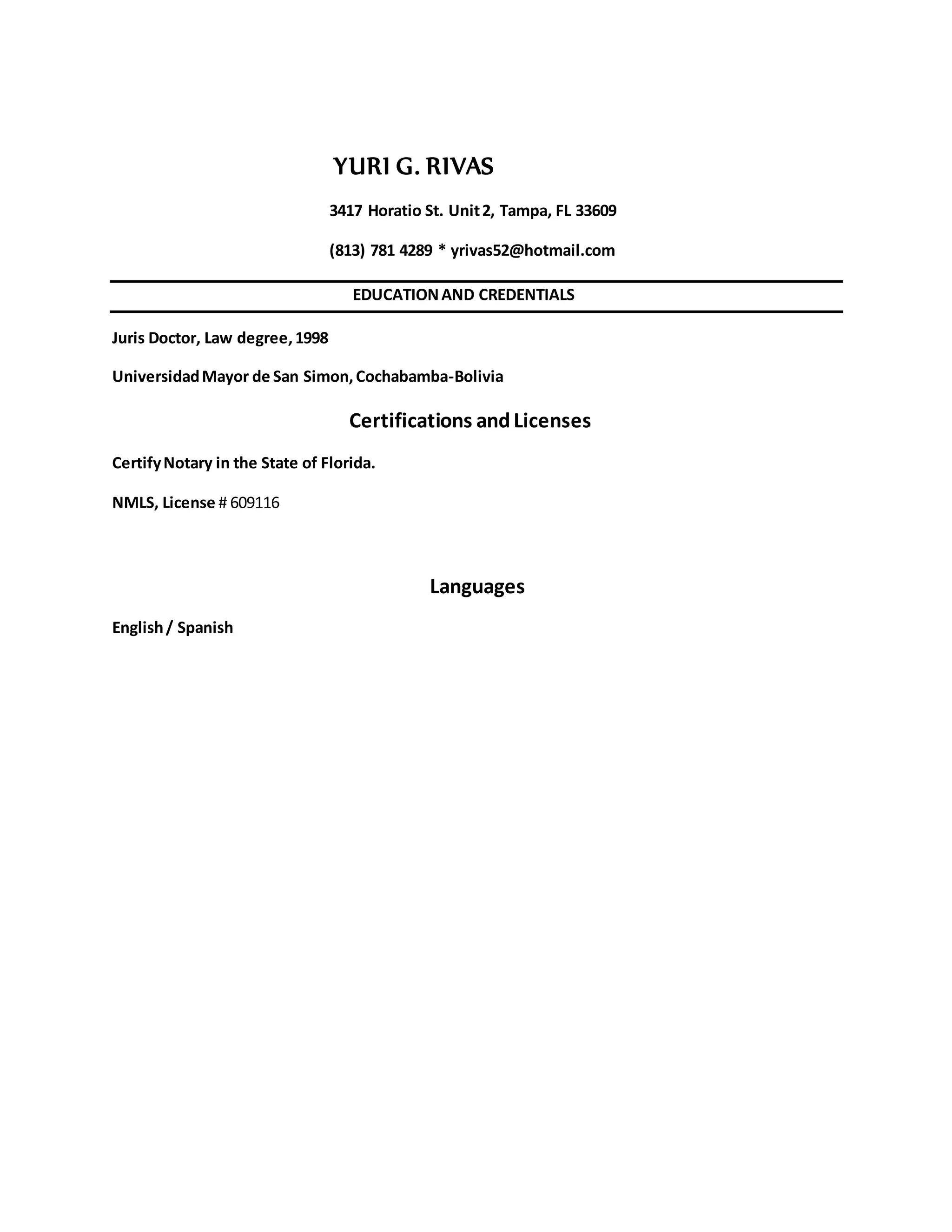 YURI G RIVAS RESUME | DOCX