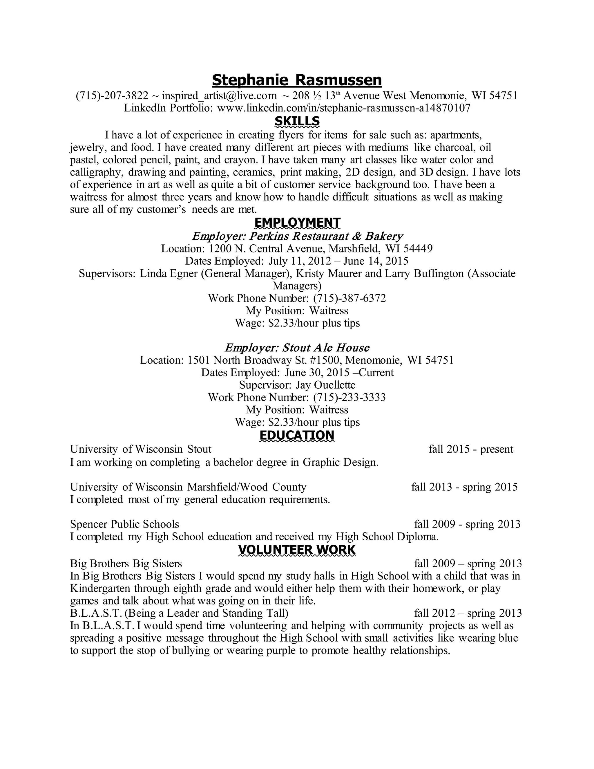 Stephanie Rasmussen Resume | PDF
