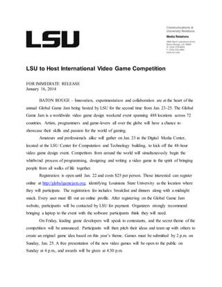 Global Game Jam Press Release | PDF