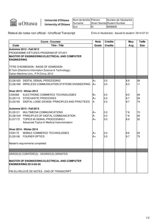 uOttawa transcripts | PDF