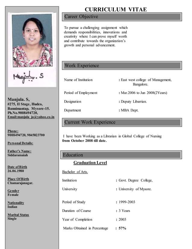 CURRICULUM VITAE manjula(3) | DOCX