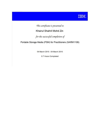 Portable Storage Media - IBM Certificate | PDF