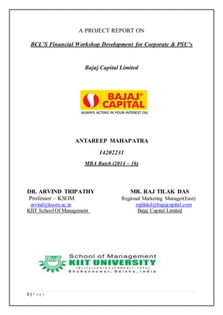A PROJECT REPORT ON BCL'S FINANCIAL WORKSHOP DESIGN(1) | DOCX