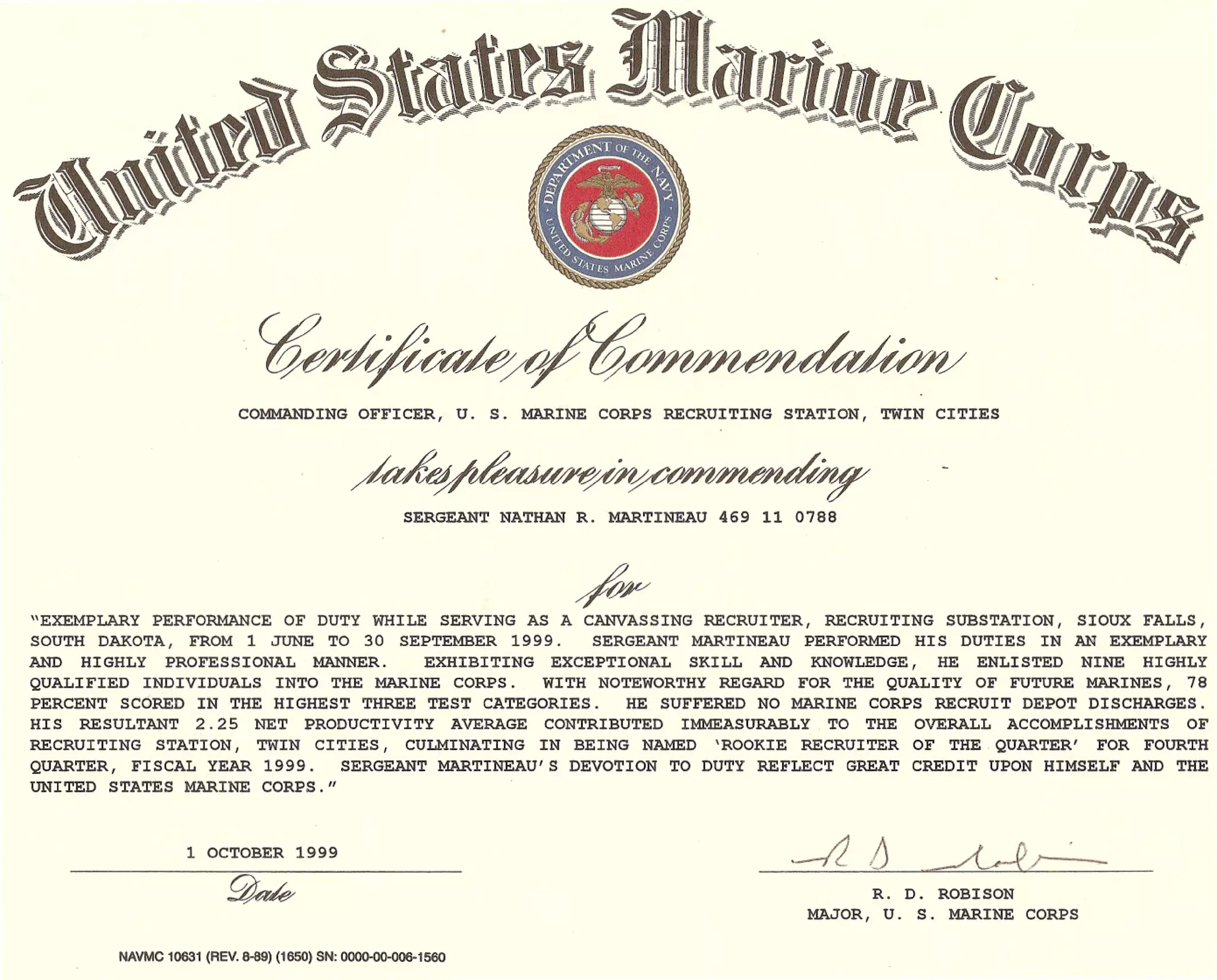 USMC Cert of Commendation | PPT
