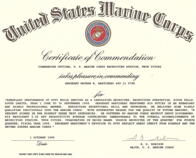 USMC Cert of Commendation | PPT