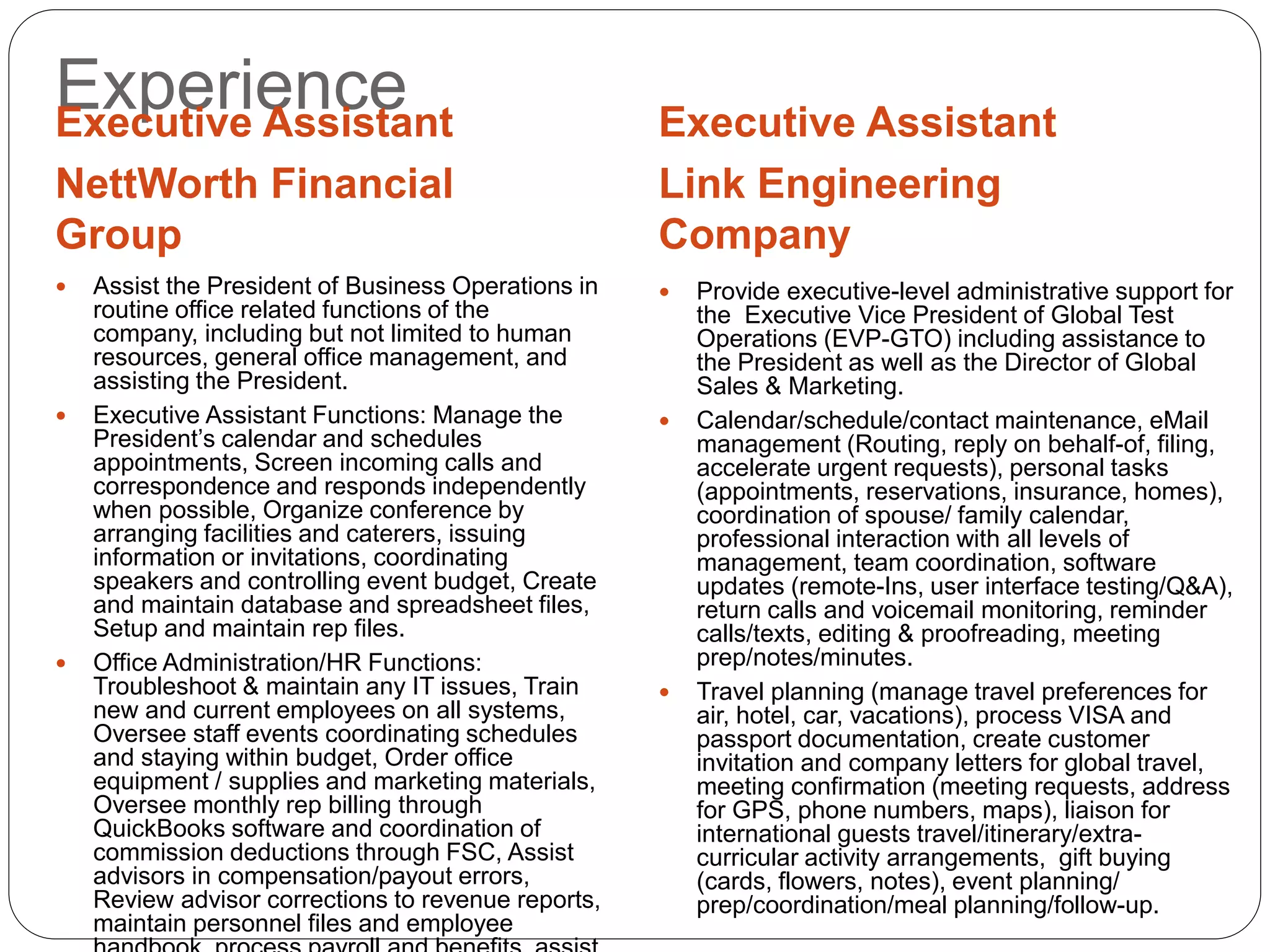 Executive Assistant Presentation | PPTX