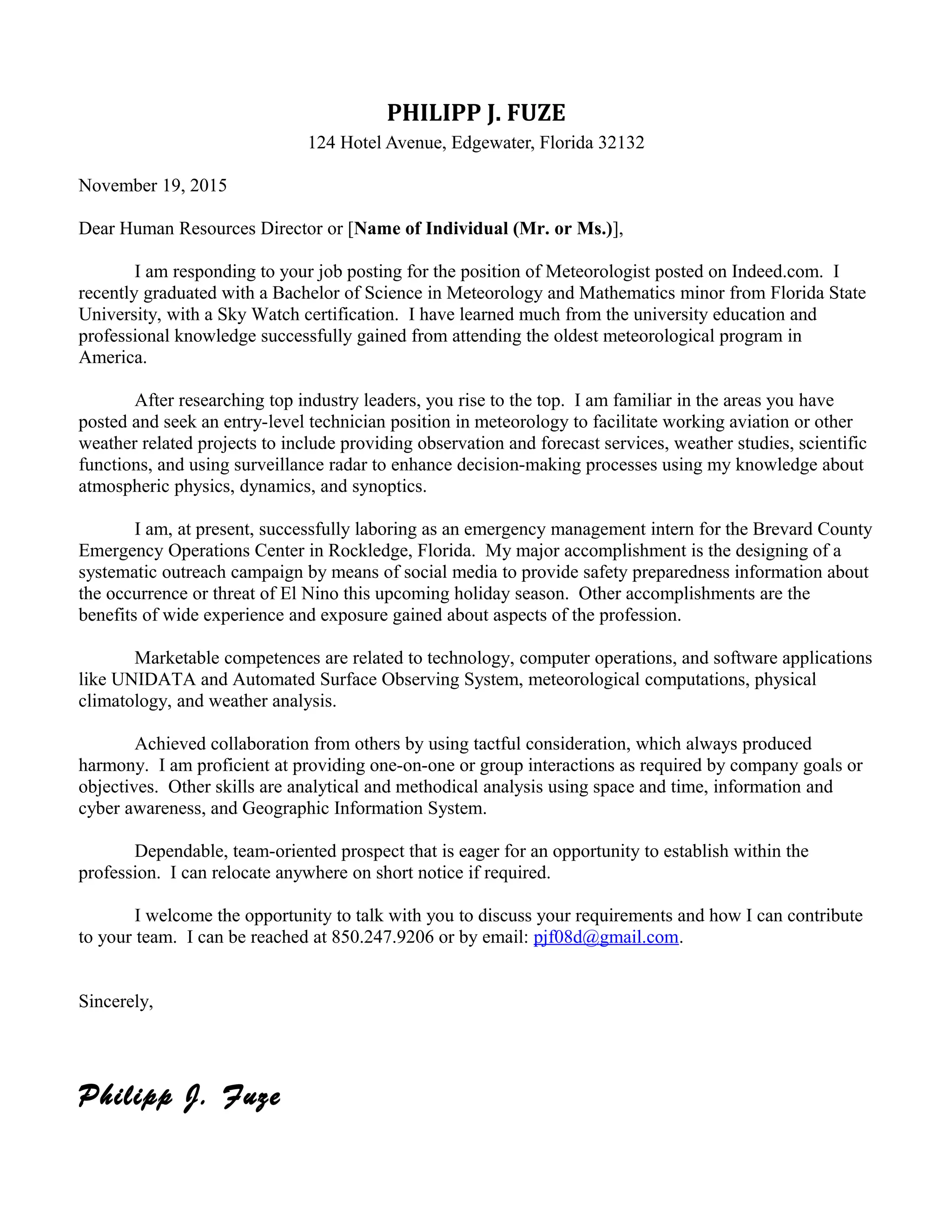 Cover Letter - Federal Jobs | DOC