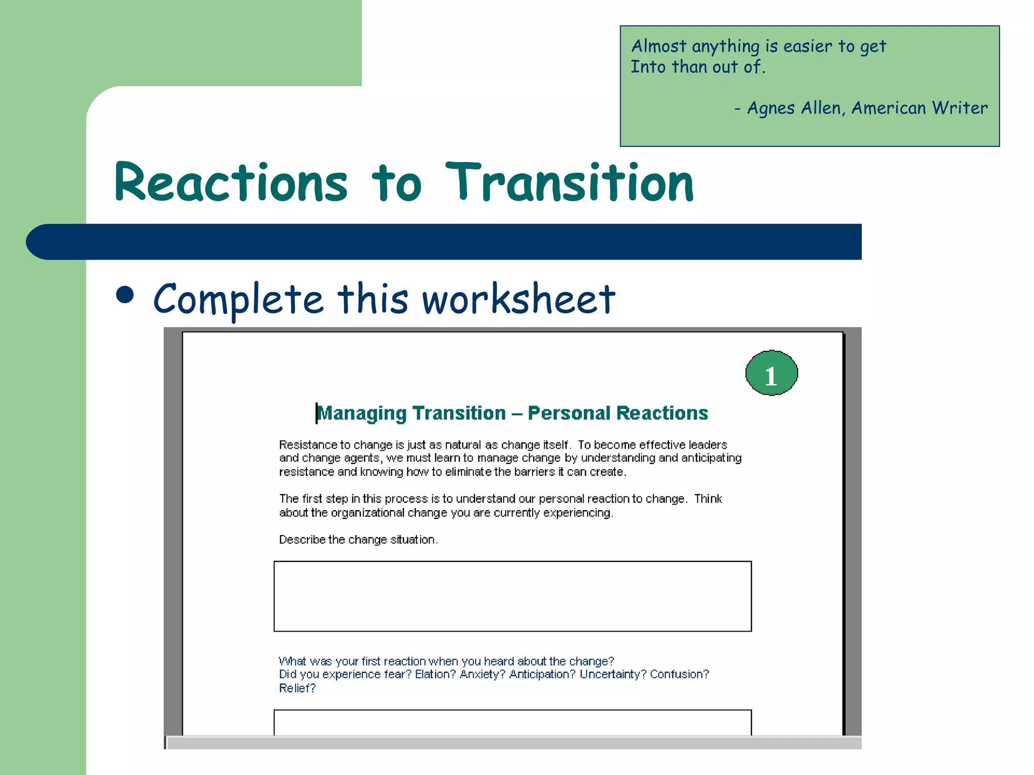 Managing Transition Workshop | PPT