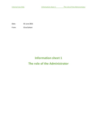 Info sheet1_role of Admin | PDF