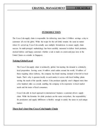COCA COLA Channel Management Report | PDF