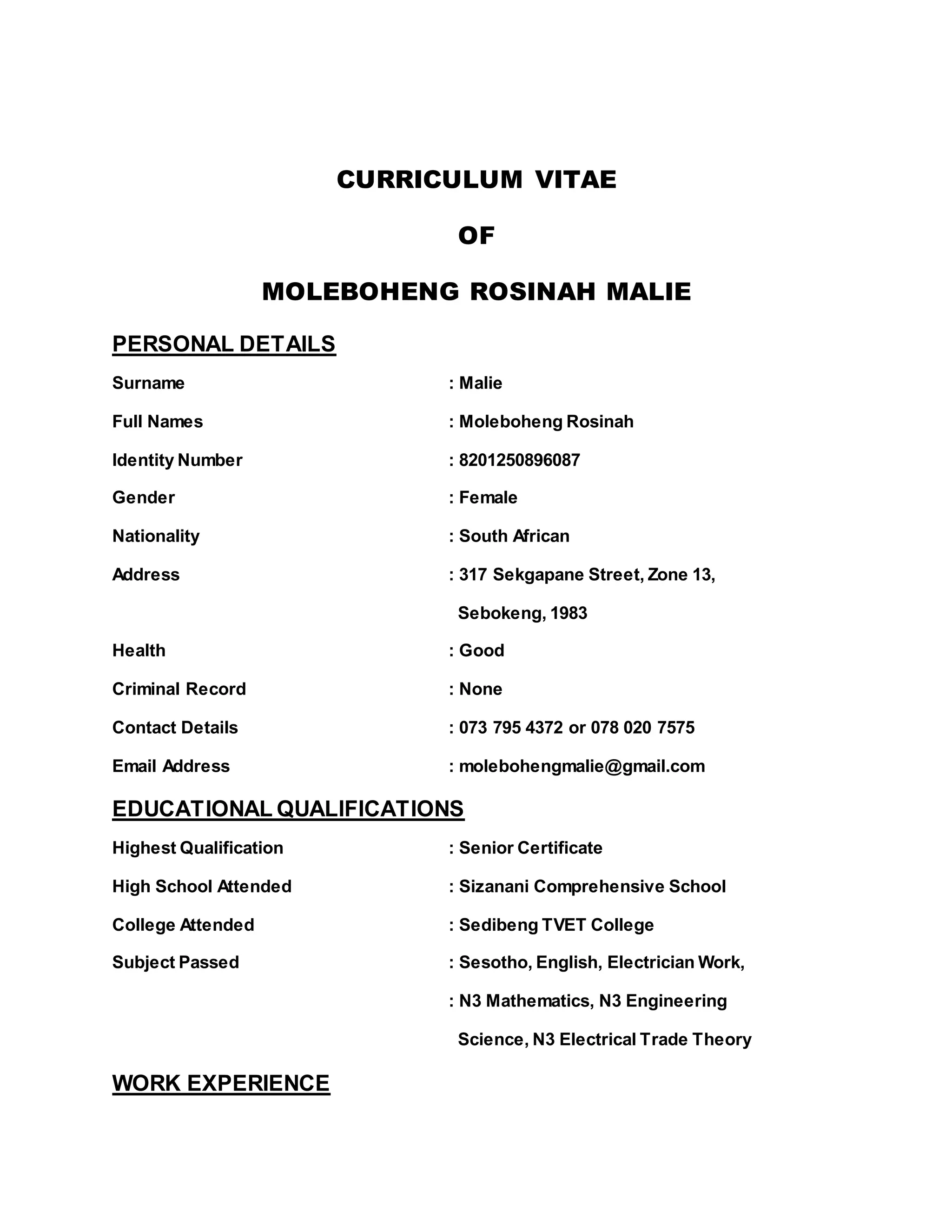 Molebo's CV - 82 | DOCX
