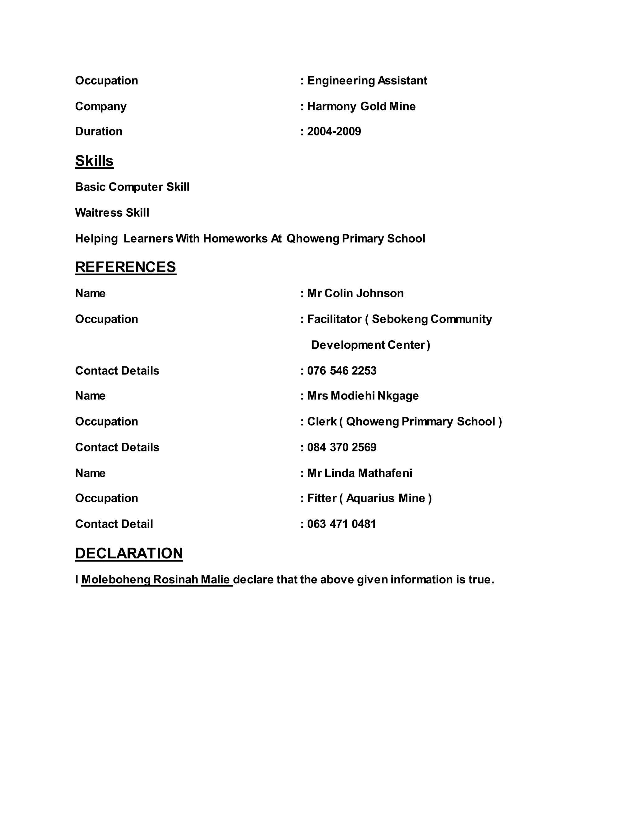 Molebo's CV - 82 | DOCX