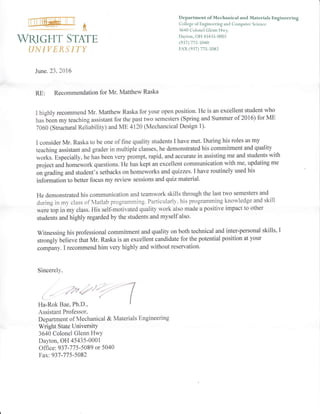 Reference Letter from Prof. Bae | PDF