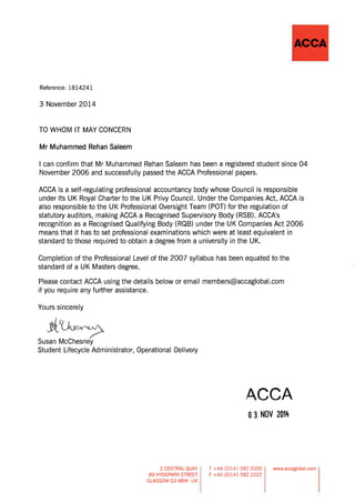 ACCA Certificate | PDF