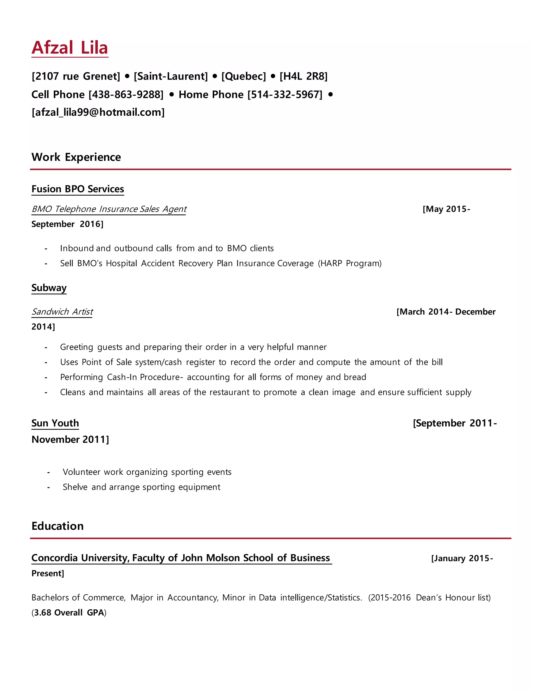Afzal Lila Resume | DOCX