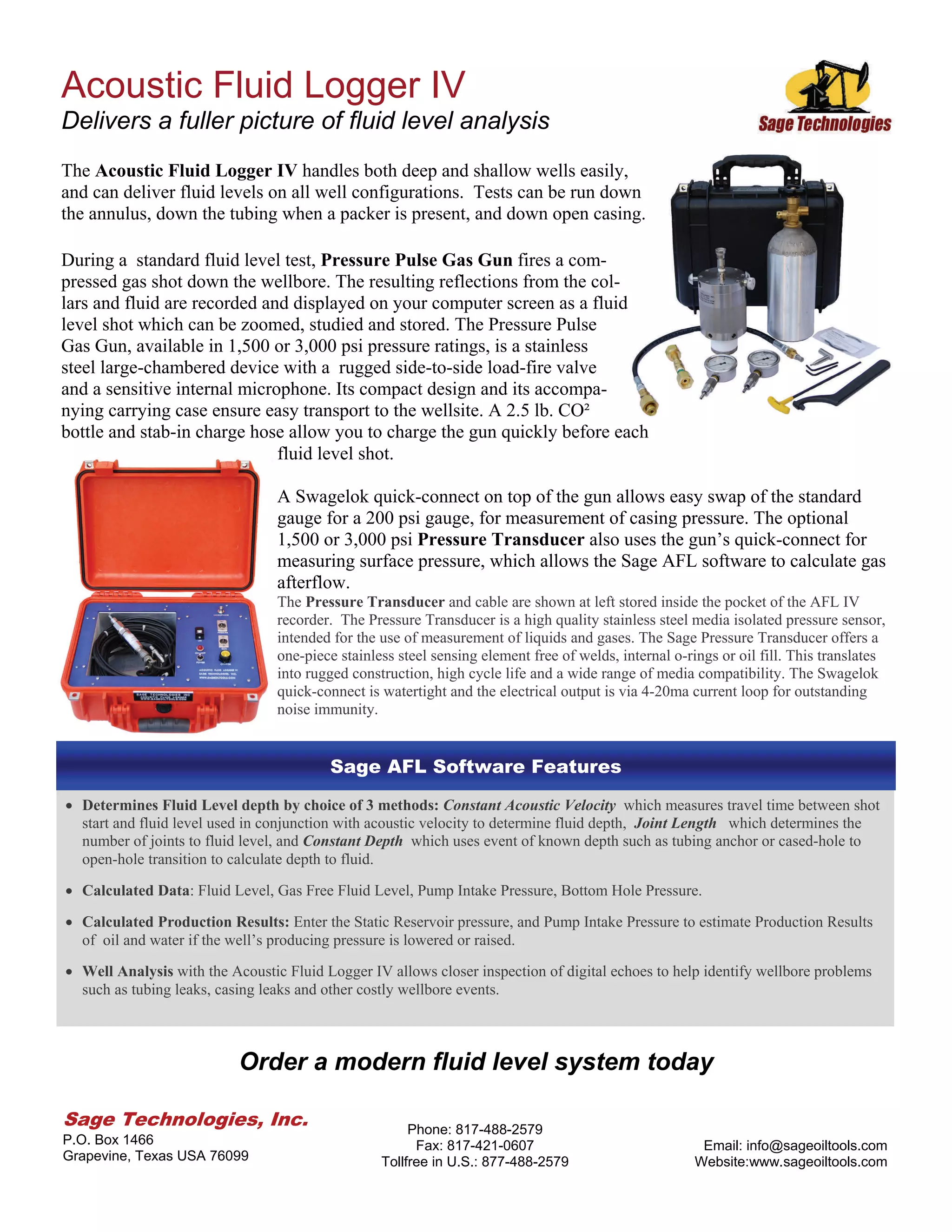 Acoustic Fluid Logger IV brochure 2016 | PDF