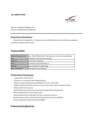 UMESH NEW RESUME 2016 | PDF
