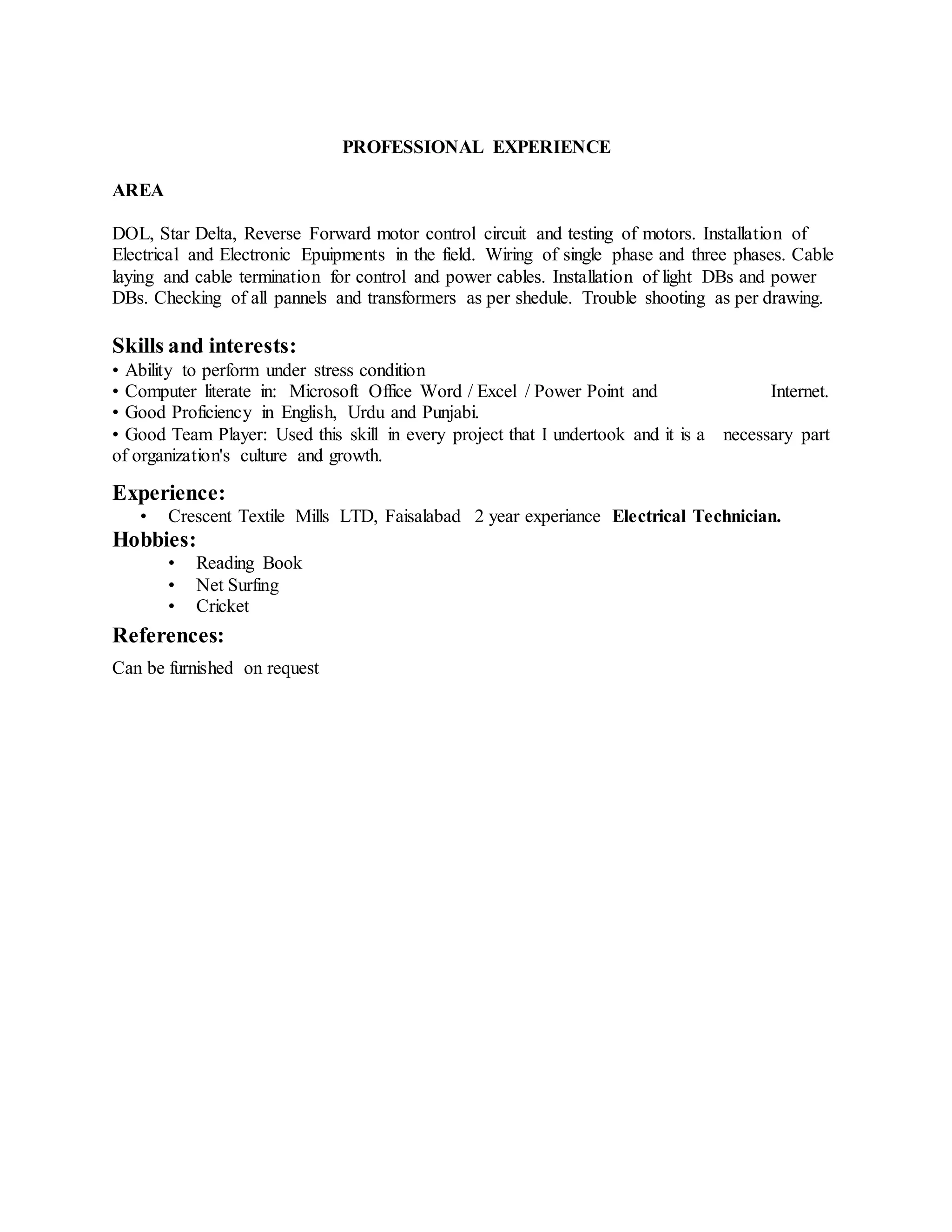 Zohaib Cv | DOCX | Careers