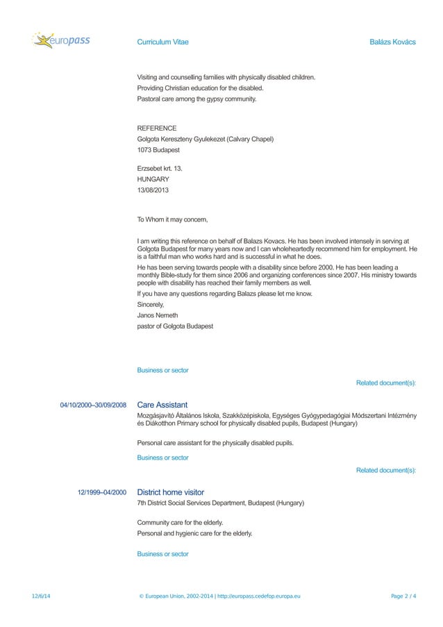Europass-CV-Balazs-Kovacs-2015 | PDF | Careers