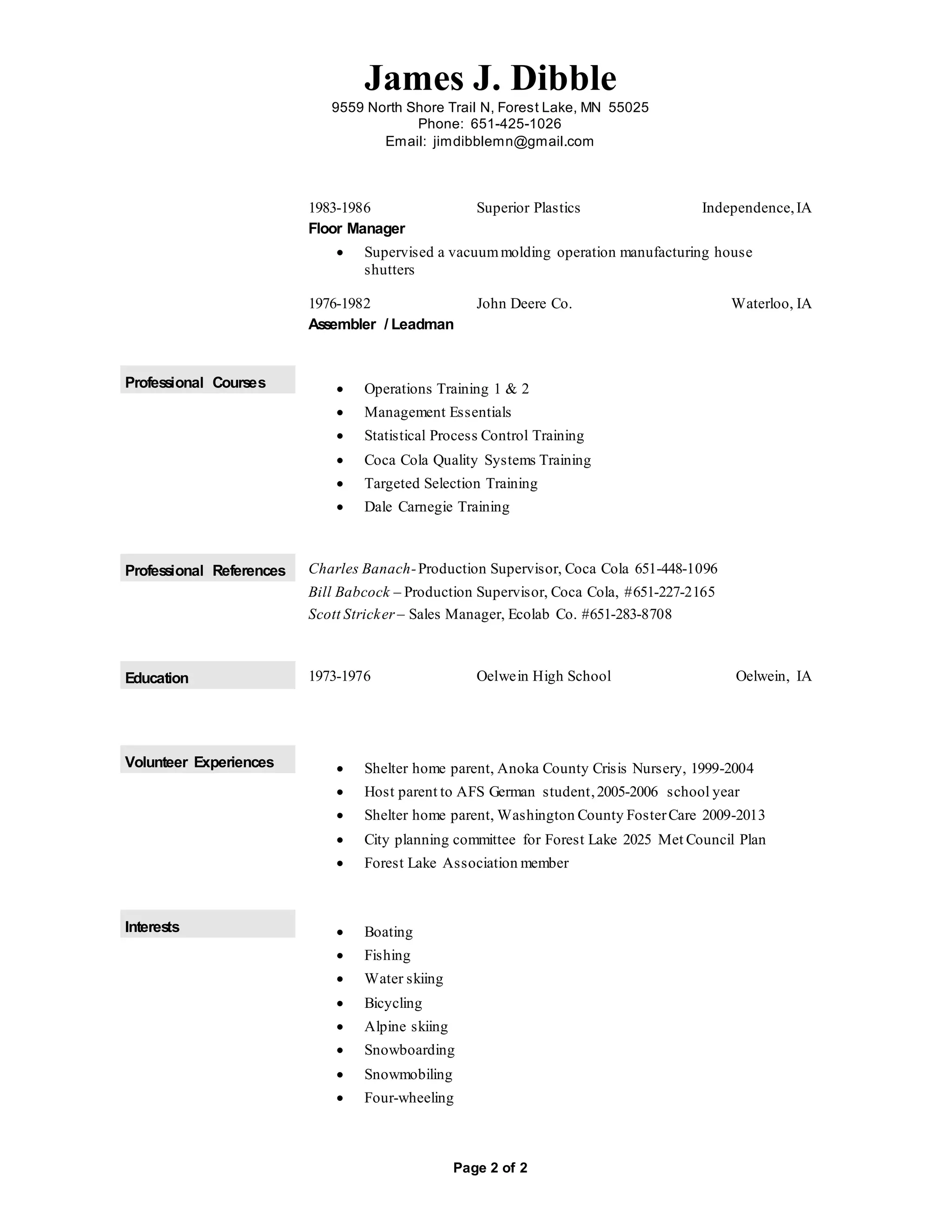 Jim Dibble Resume | DOCX