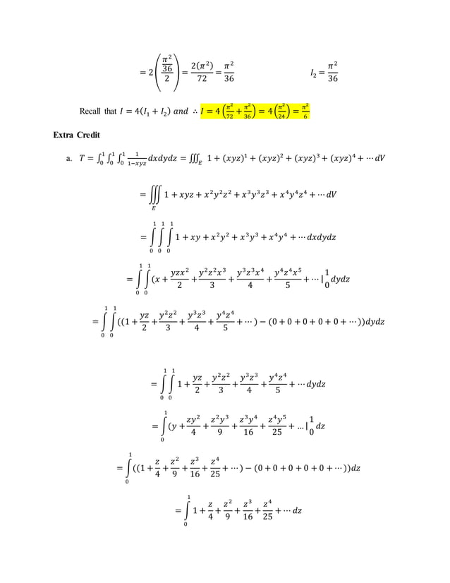 Paul Bleau Calc III Project 2 - Basel Problem | DOCX | Physics | Science