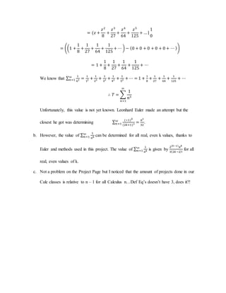 Paul Bleau Calc III Project 2 - Basel Problem | DOCX | Physics | Science