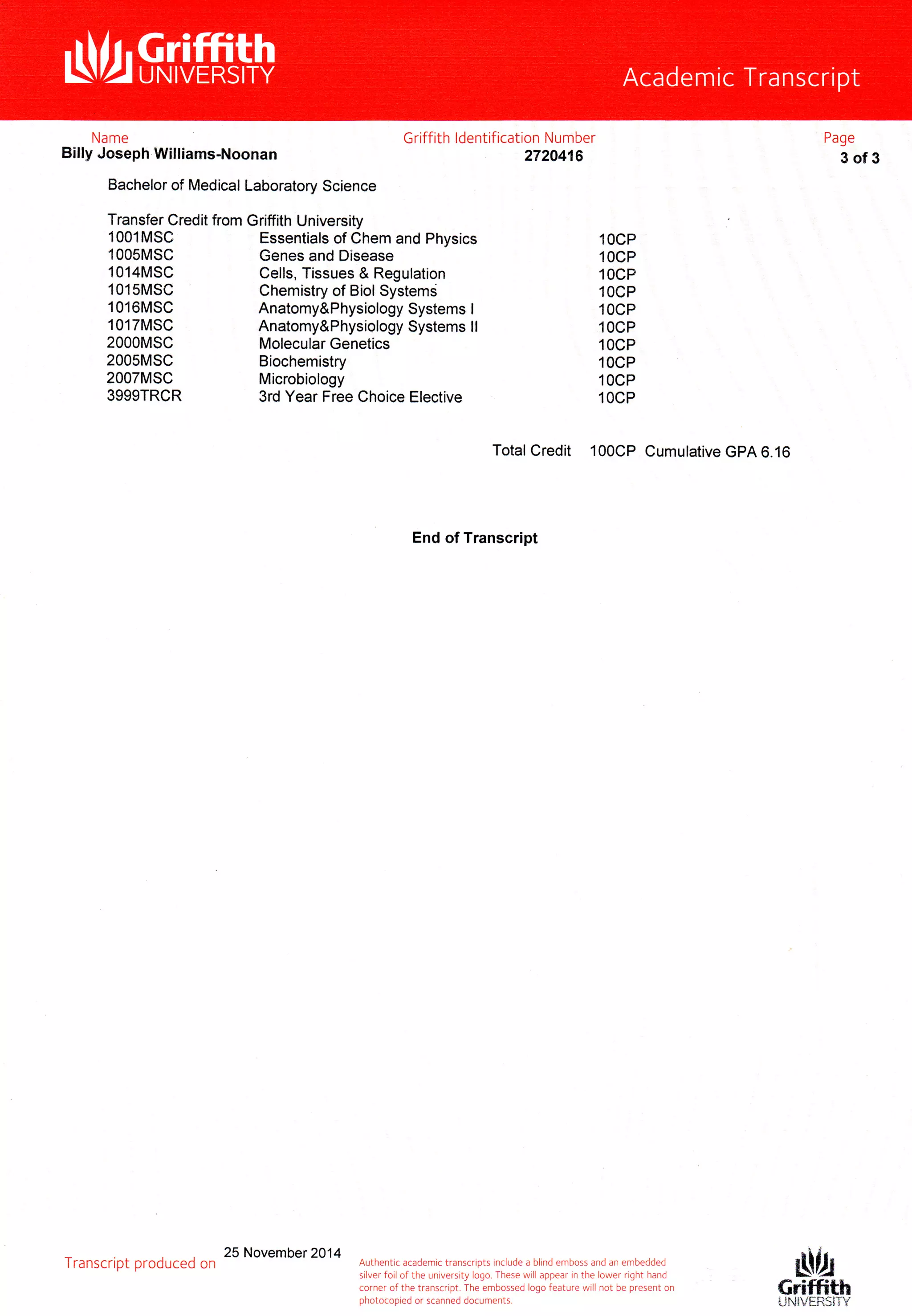 Academic Transcript | PDF