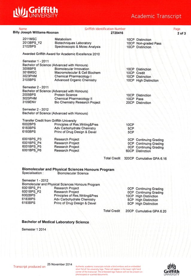 Academic Transcript | PDF