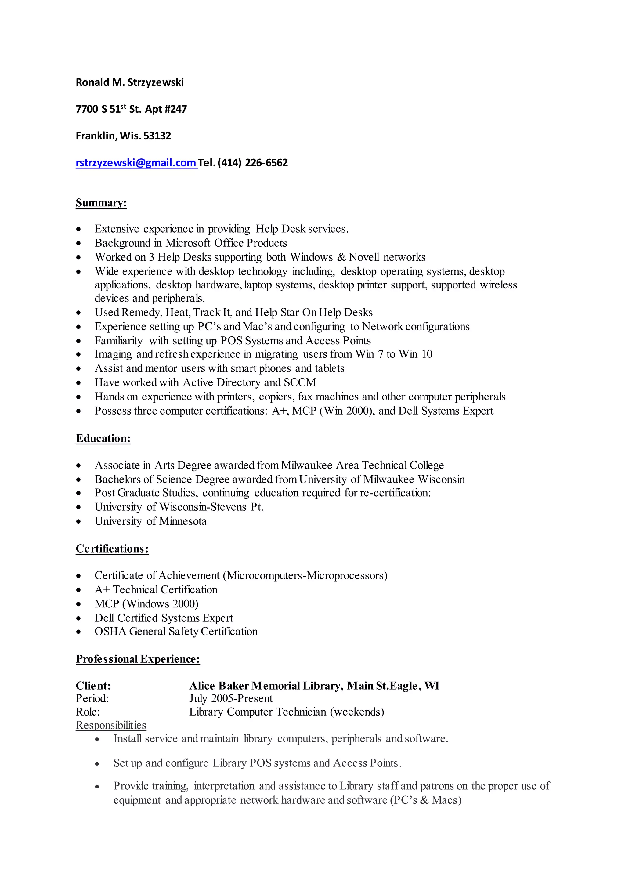 Computer Resume Current 2017 | DOCX