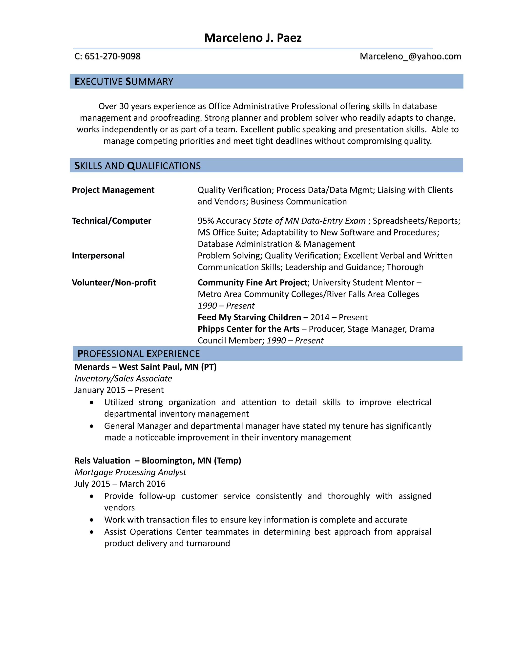 Marceleno J. Paez Updated CV | PDF