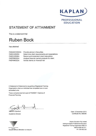 Ruben Bock RG146 certificate | PDF