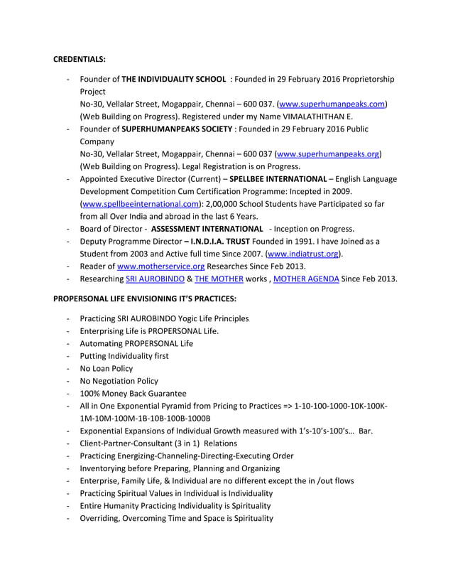 EVK'S SUPERHUMANPEAKS PROPERSONAL PROFILE | PDF | Hinduism | Religion & Spirituality