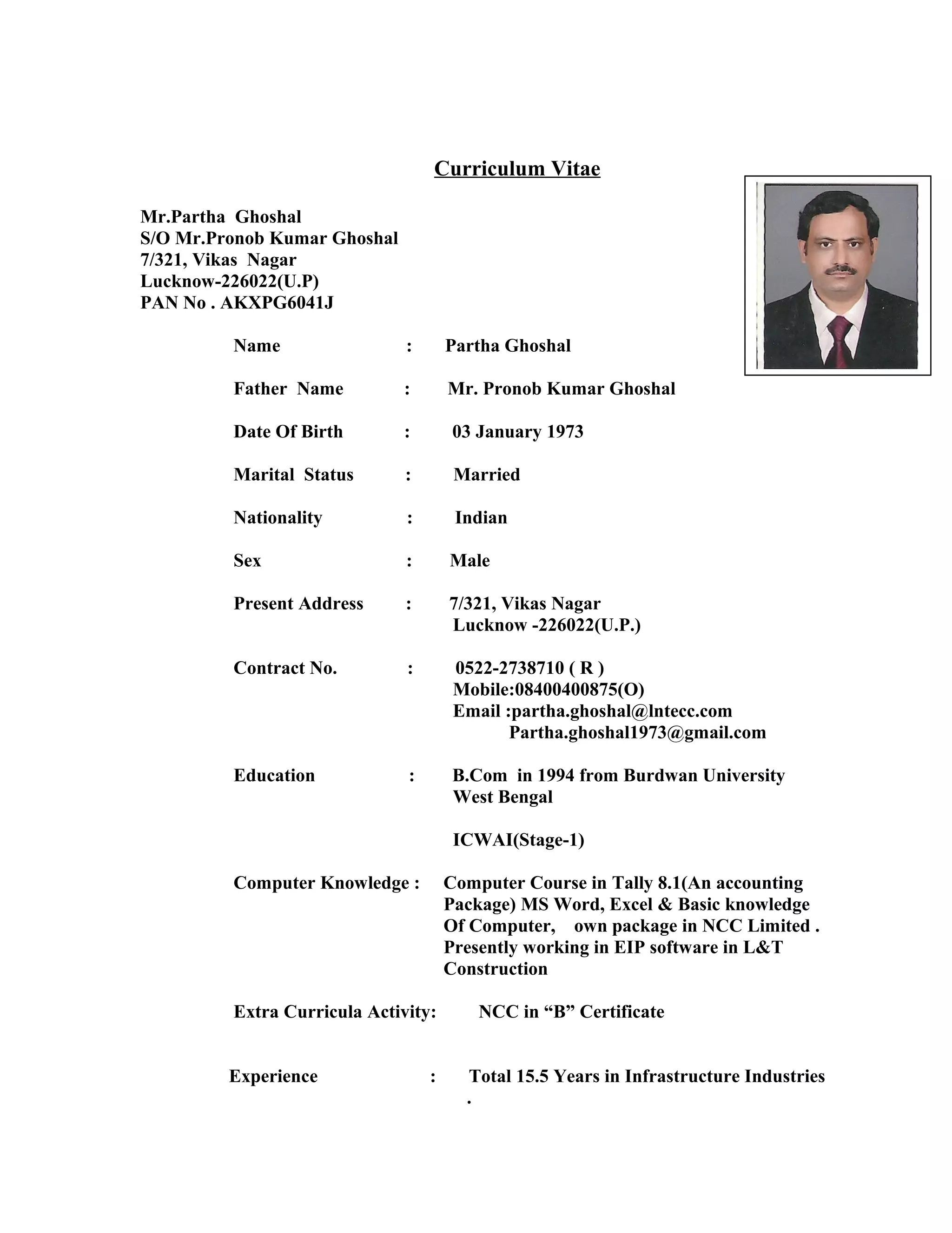 Resume -P.Ghoshal | PDF