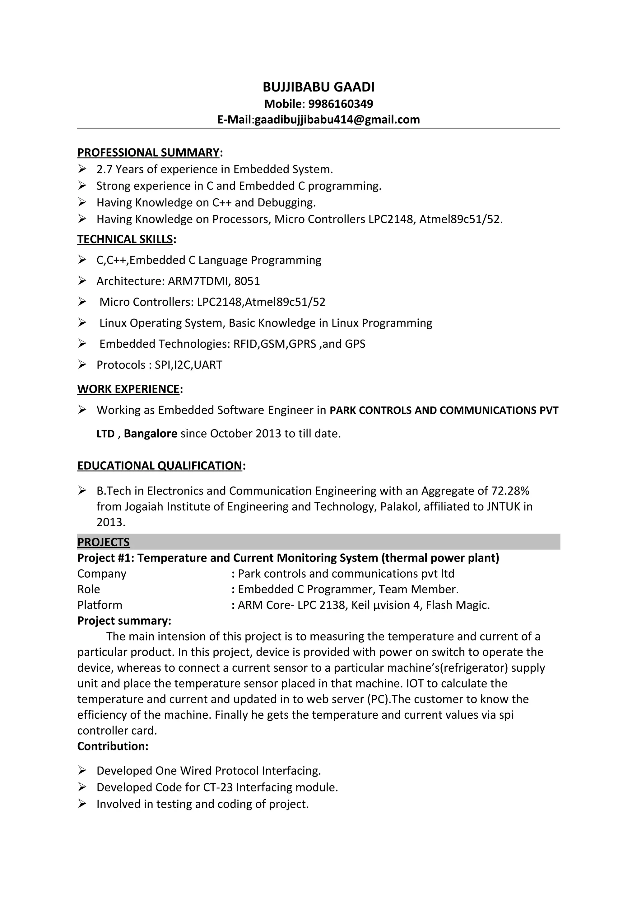 bujji embedded software engineer | PDF