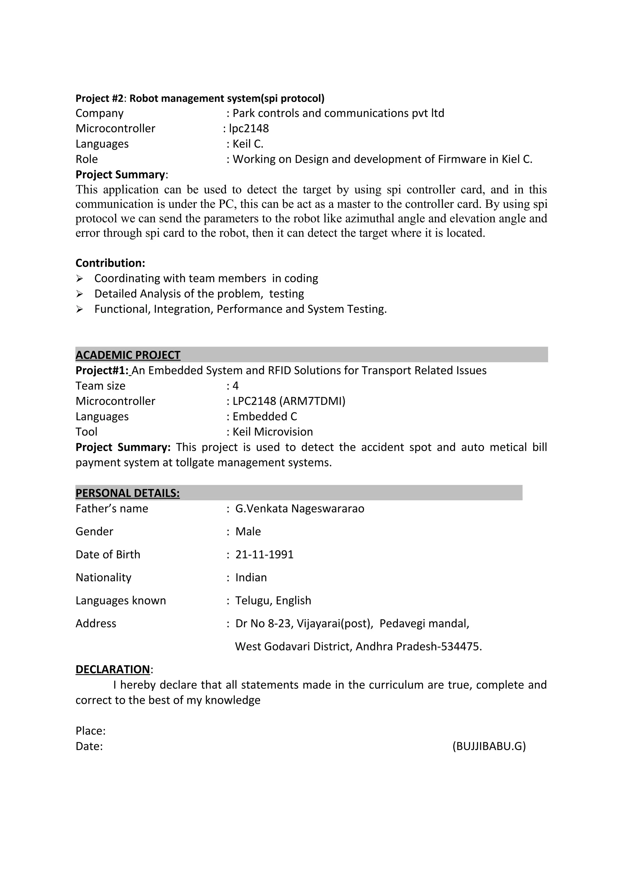 bujji embedded software engineer | PDF