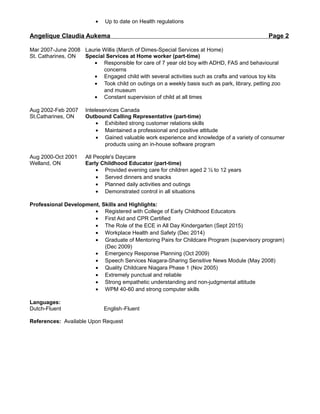 Claudia Aukema Resume RECE Linkedin | PDF