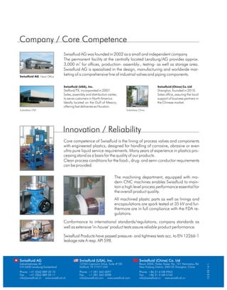 Swissfluid Company Brochure 2014 | PDF