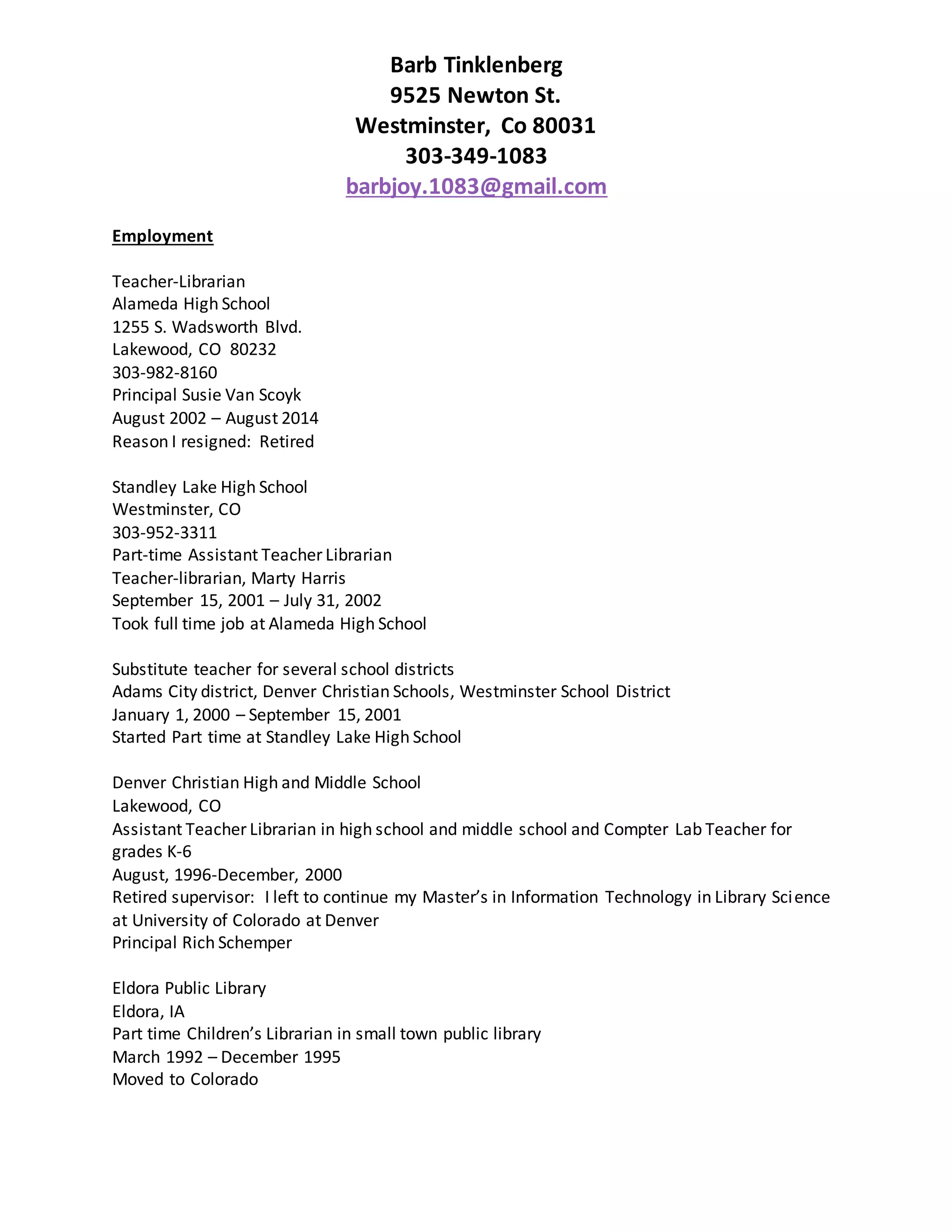 Barb Tinklenberg Resume | DOCX
