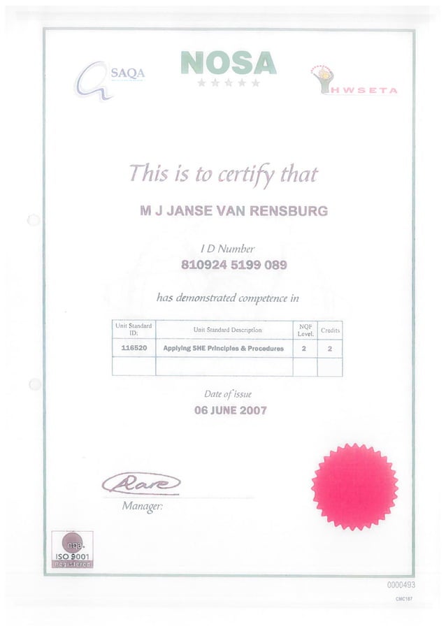 NOSA - SHE Principles & Procedures | PDF