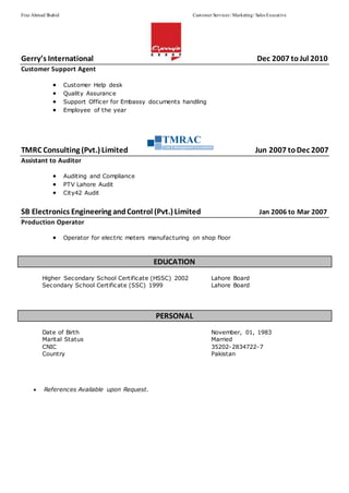Fraz Updated Resume - 2016 | PDF