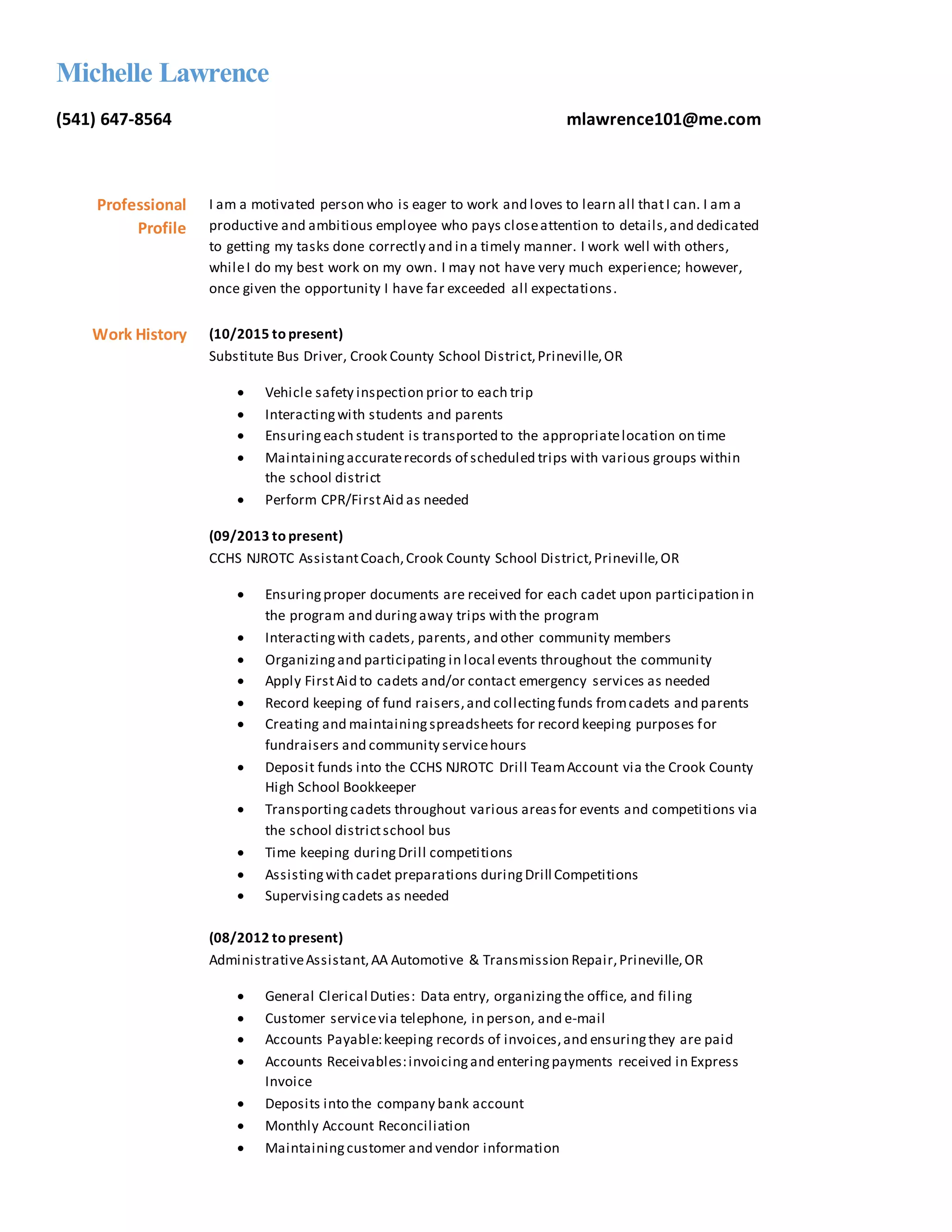 Michelle Lawrence - Resume | DOCX