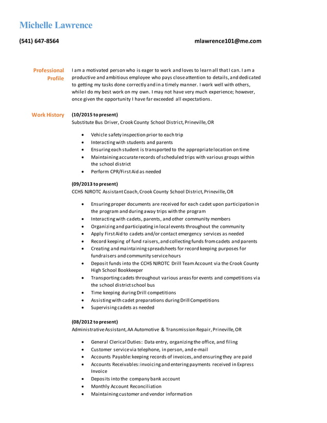 Michelle Lawrence - Resume | DOCX