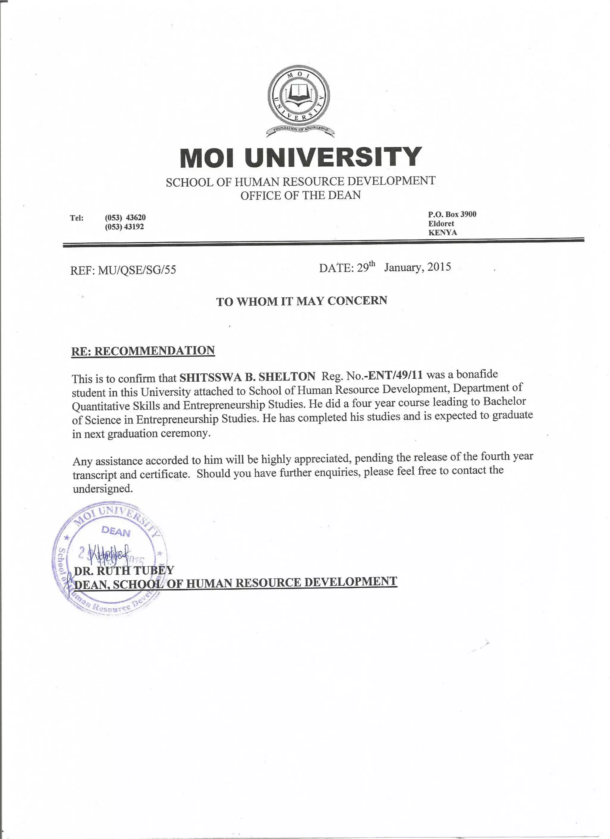 university recomendation letter | PDF